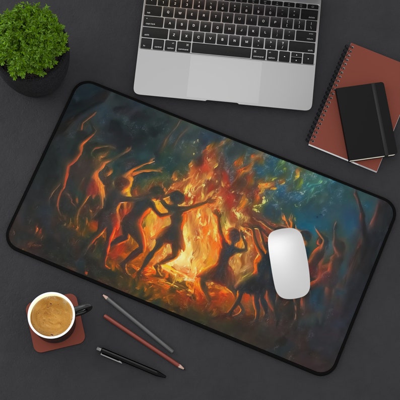 Fire Dance Computer Desk Mat Vibrant Festival Mouse Pad Anti-slip ...
