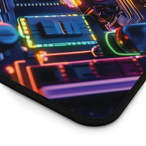 Hyper Neon Circuit Desk Mat | Neoprene | Anti-slip | Futuristic Tech ...