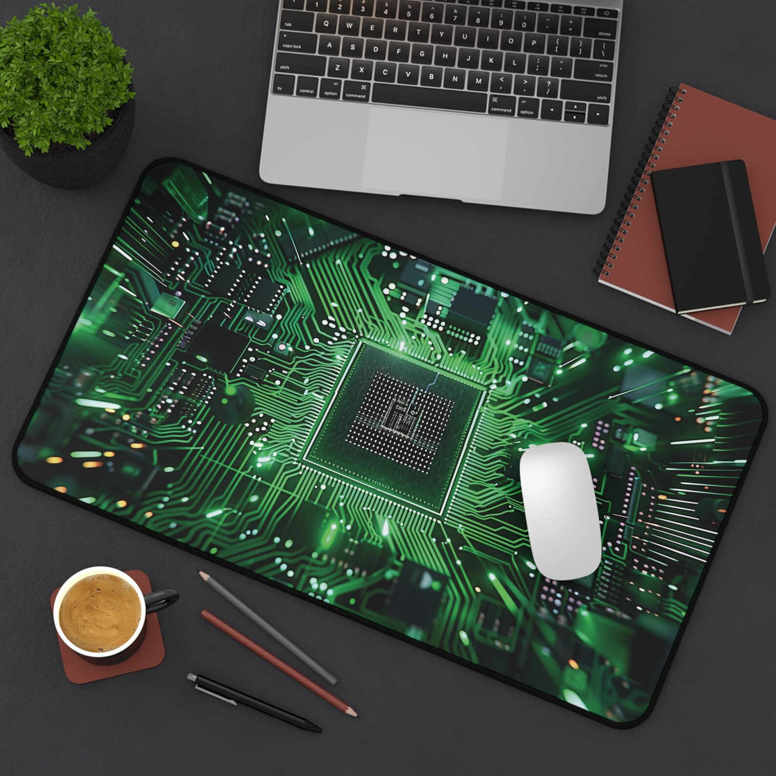 Green Circuit Board Mousepad, Gaming Mousepad, Large Mousepad, Round ...