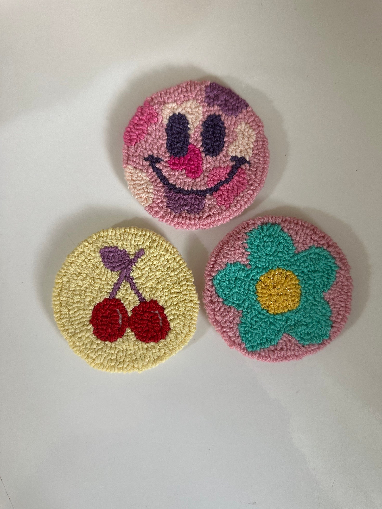 Set of 2 Car Coasters,punch Needle Car Coasters,new Car Gift,handmade ...