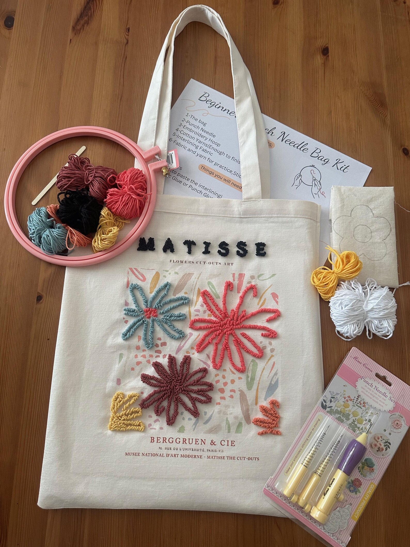 Punch Needle Bag Kit,diy Punch Needle Tote Bag,embroidery Market Bag ...