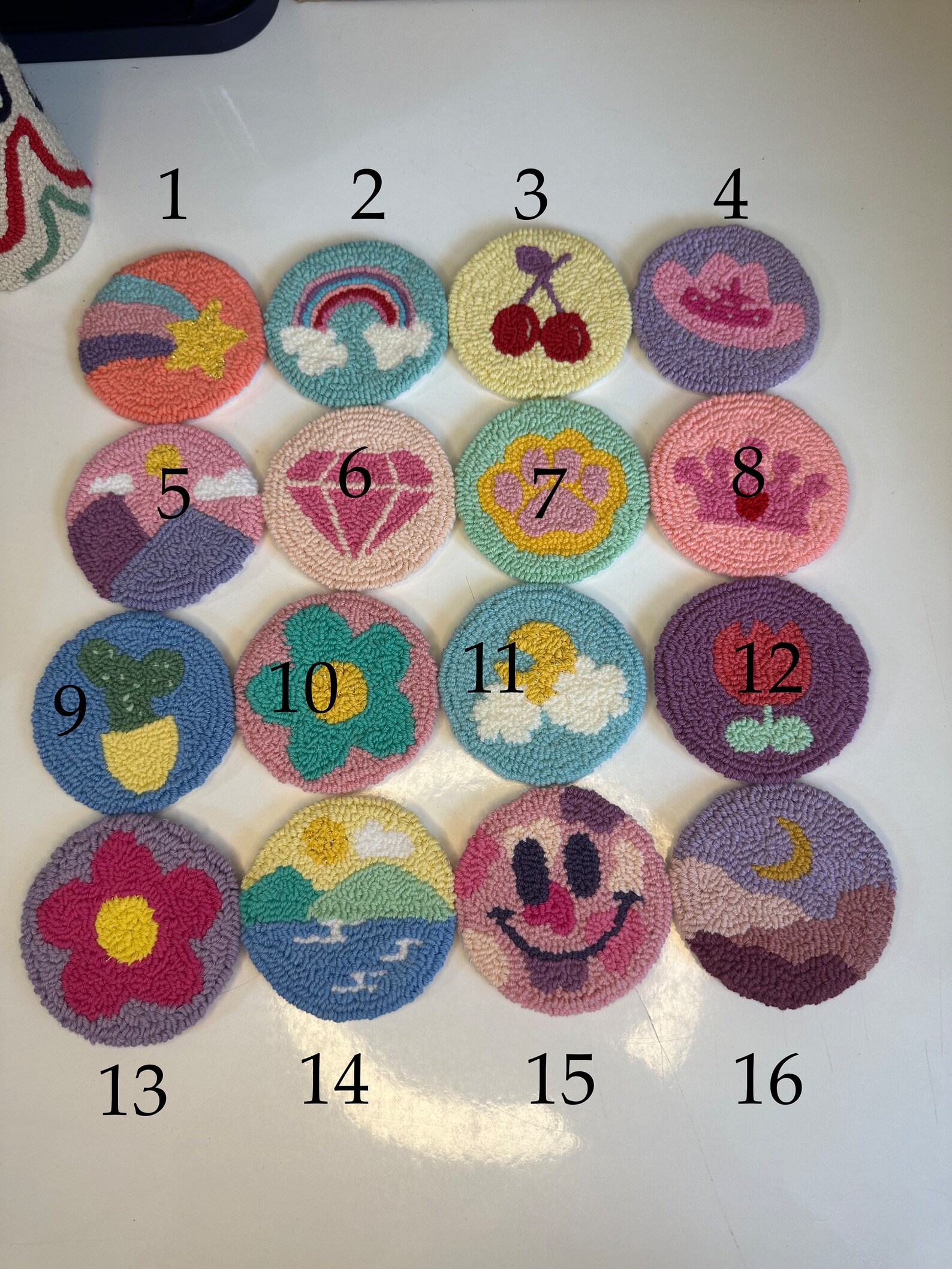 Set of 2 Car Coasters,punch Needle Car Coasters,new Car Gift,handmade ...