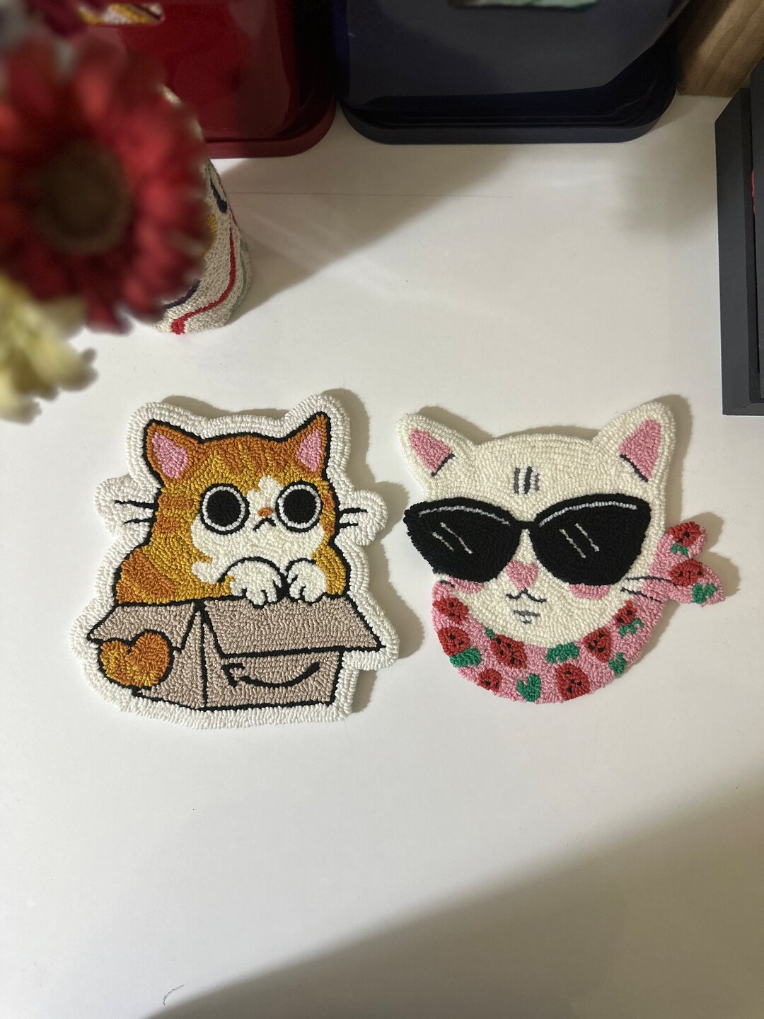 Cute Cats Wall Decor, Punch Needle Wall Decor,punch Needle Wall Hanging ...