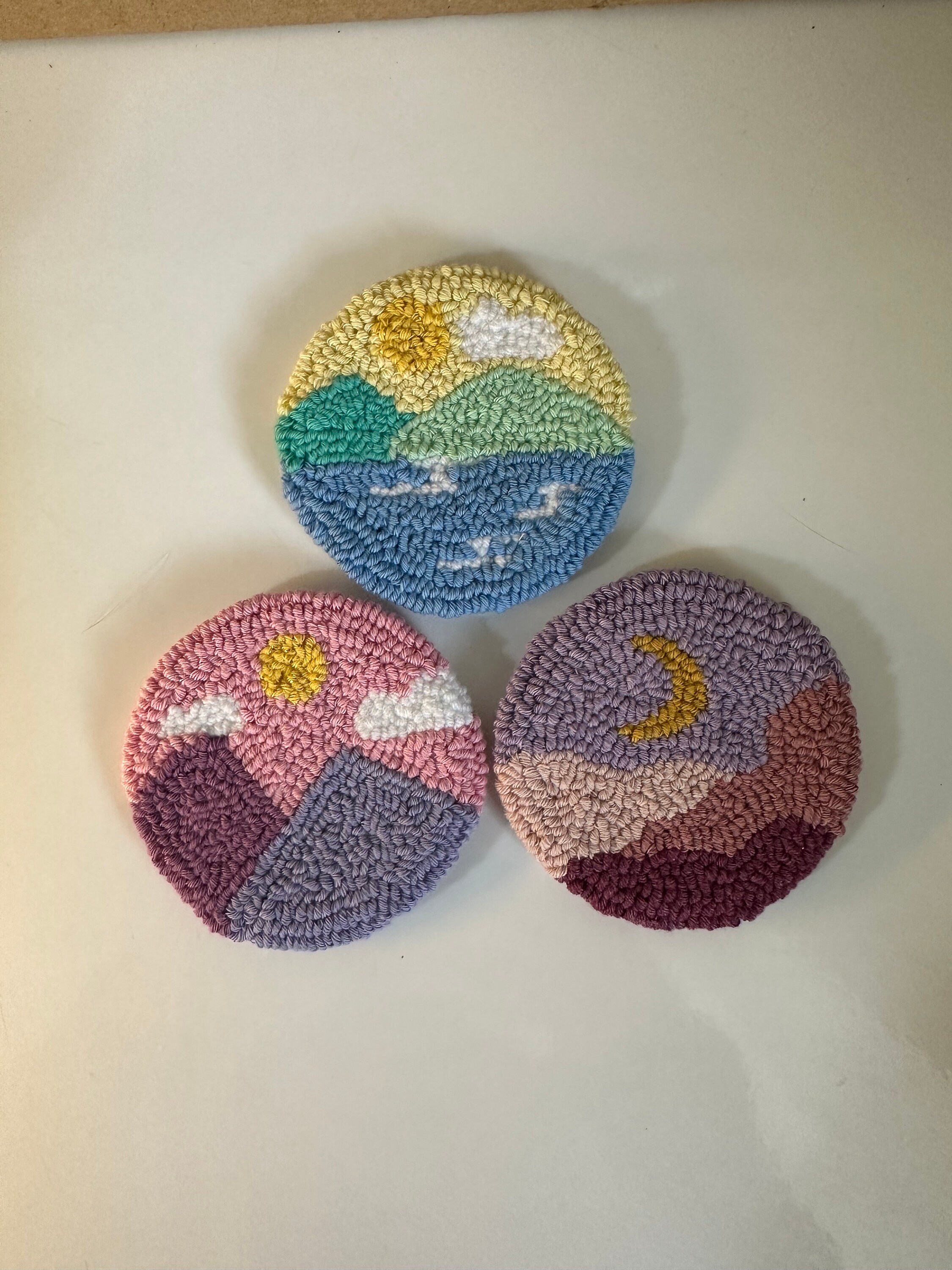 Set of 2 Car Coasters,punch Needle Car Coasters,new Car Gift,handmade ...