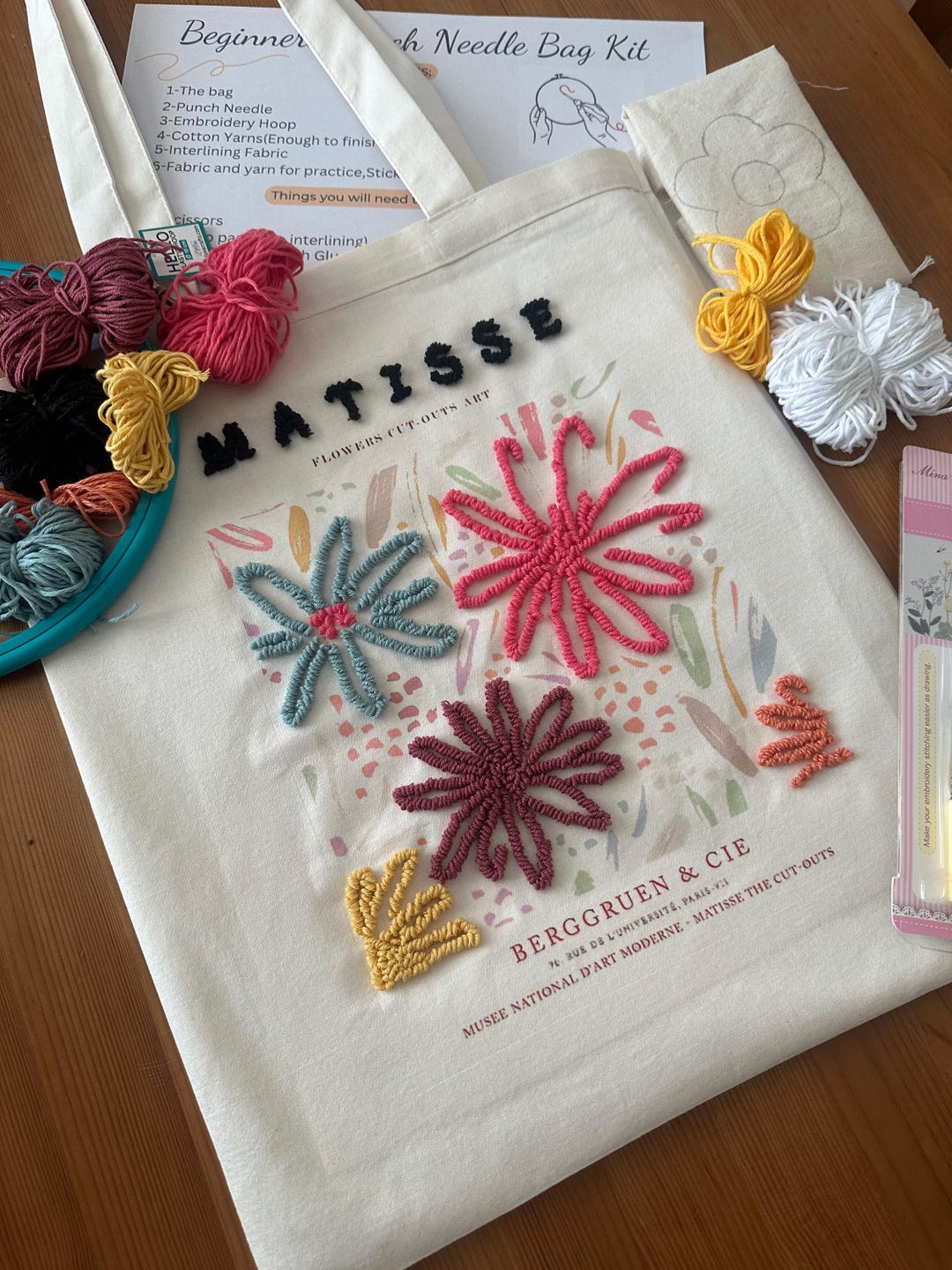 Punch Needle Bag Kit,diy Punch Needle Tote Bag,embroidery Market Bag ...