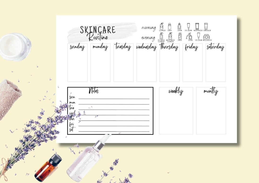 Skincare Routine Printable to Do List Weekly Schedule A4 - Etsy