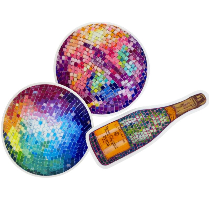 Disco Ball 3 Round Weatherproof Vinyl Sticker, Full-color Original ...