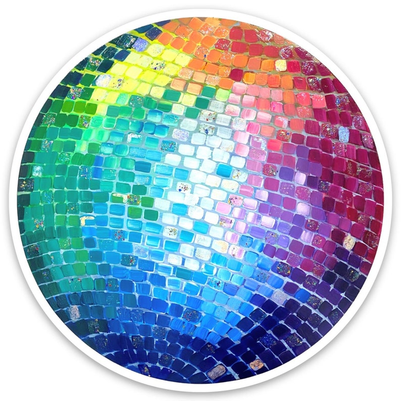 Disco Ball 3 Round Weatherproof Vinyl Sticker, Full-color Original ...