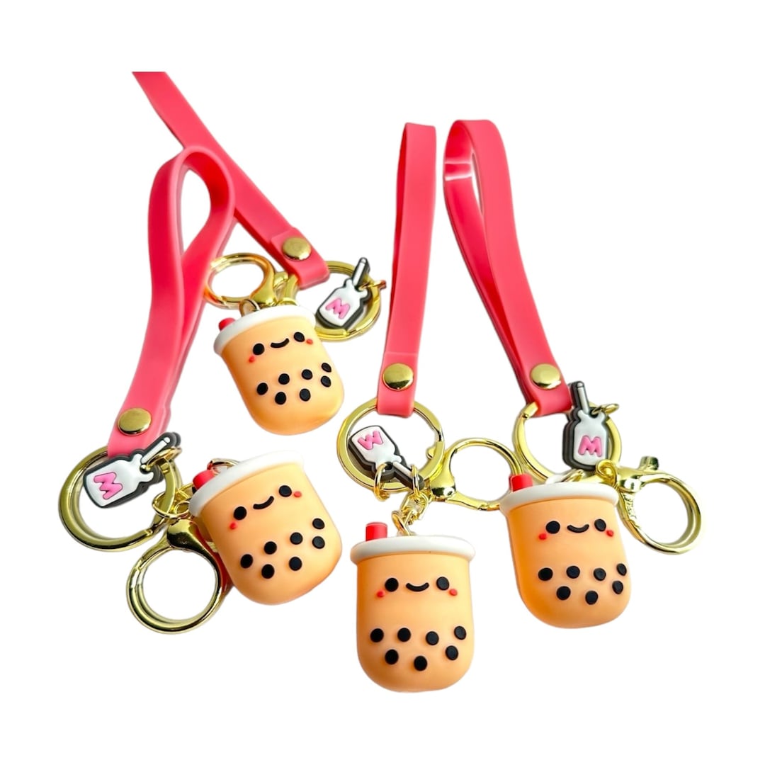 Adorable Boba Milk Tea Cup Keychain | Cute Bubble Tea Key Ring ...