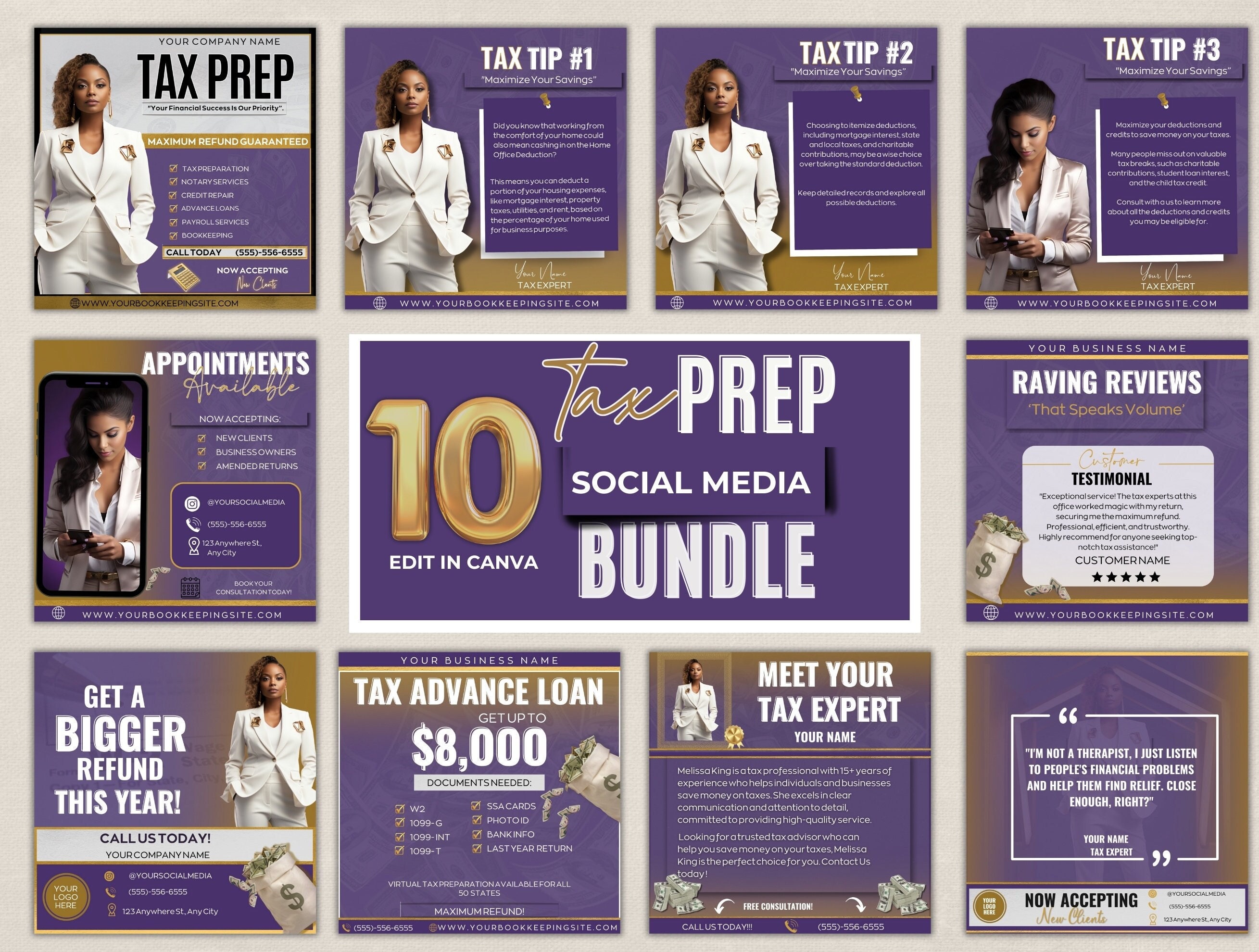 Tax Preparation Services Flyer, Tax Season Flyer, Taxes 2023,purple and ...