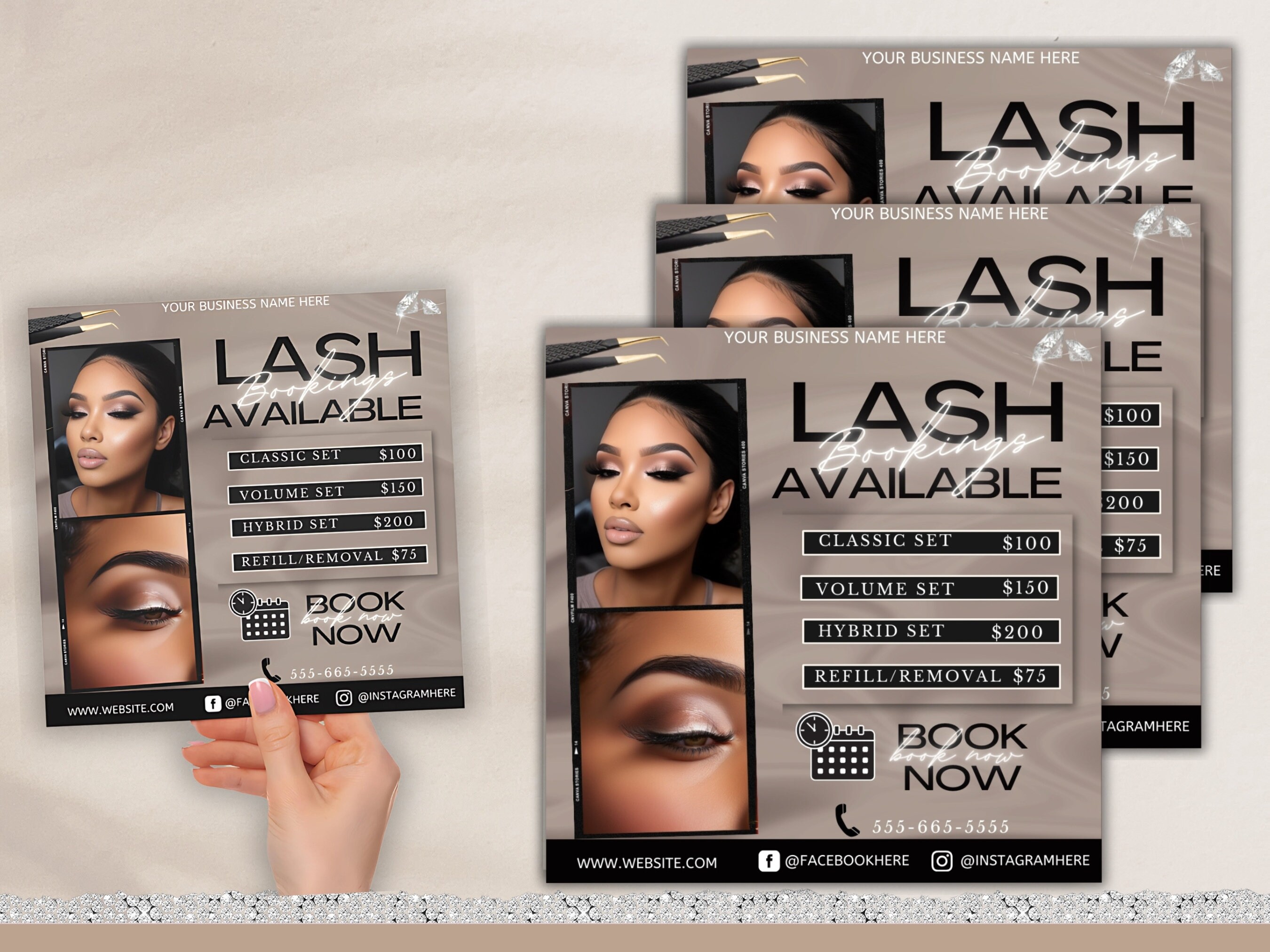 Lash Service Flyer Template, Canva Editable Lash Flyer, Appointment ...