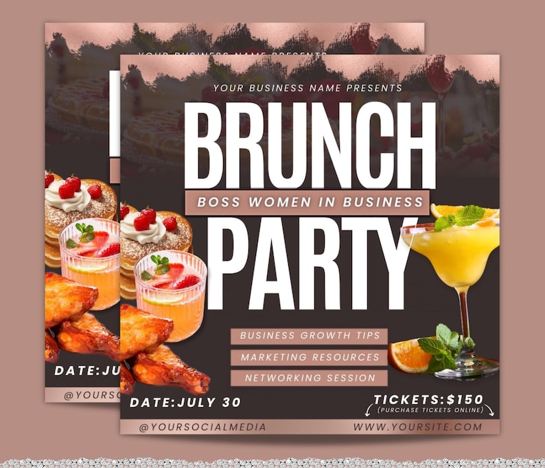 Brunch Flyer Template, Sunday Brunch Flyer, DIY Brunch Invitation ...