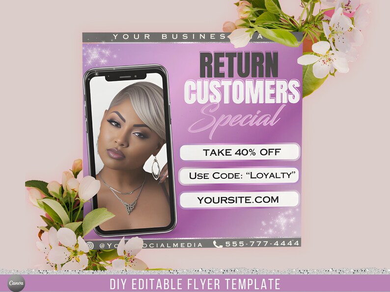 Return Customers Special Flyer Template, Editable Makeup Client ...