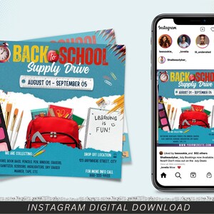 Back to School Supply Drive Flyer Template, Back to School Donations ...