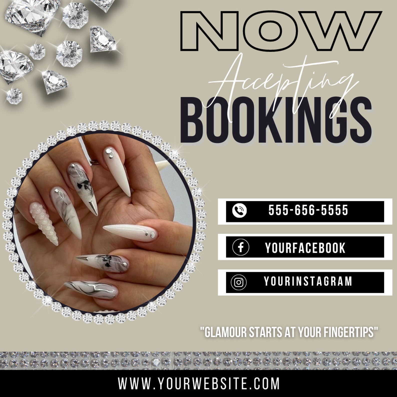Nail Salon Flyer, Book Now Appointment Flyer, Editable Canva Template ...
