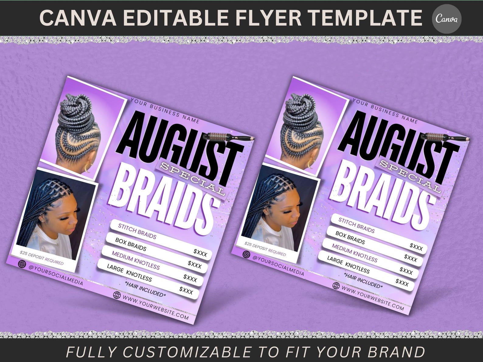 August Braids Special Flyer, Braid Bookings Flyer, DIY Braid Flyer ...
