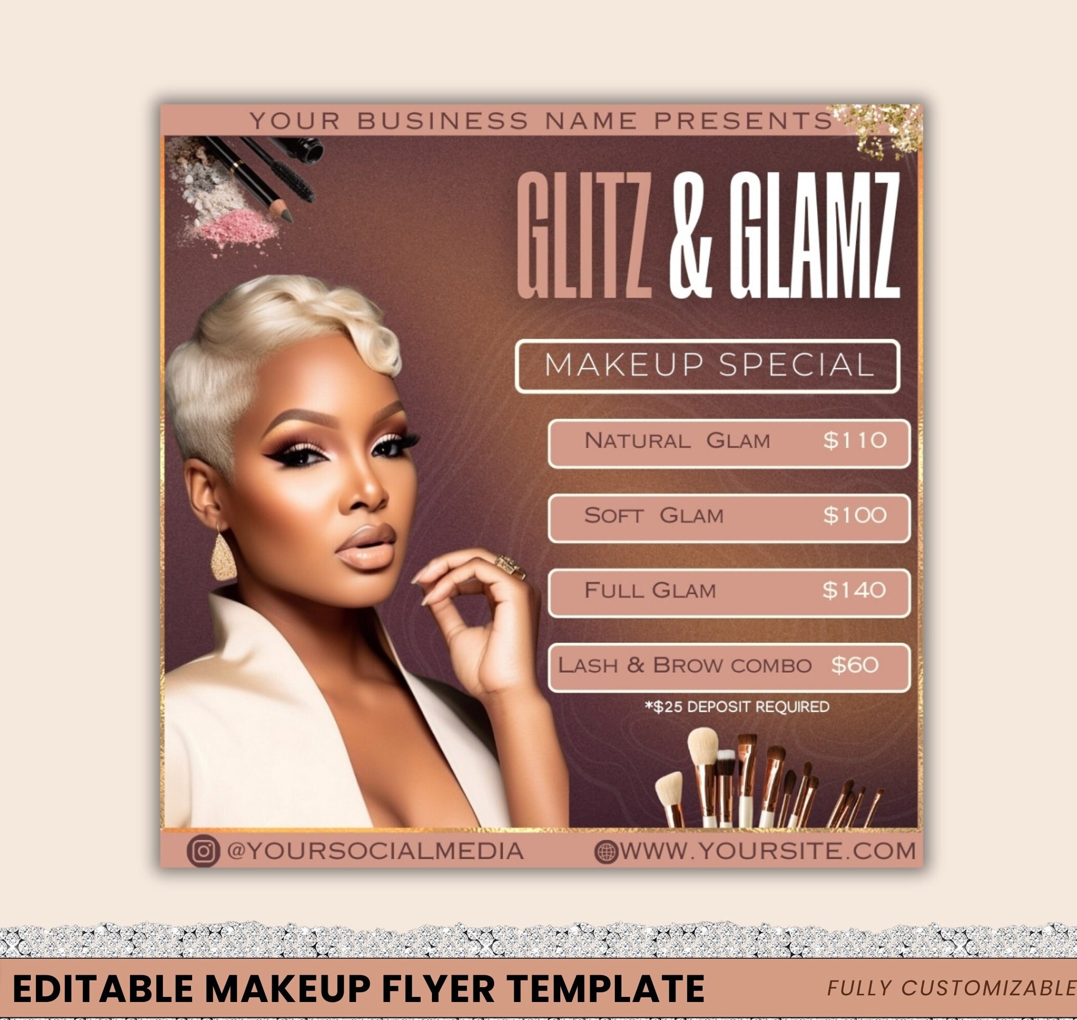 Makeup Special Flyer Template Editable Makeup Lash Hair Appointments