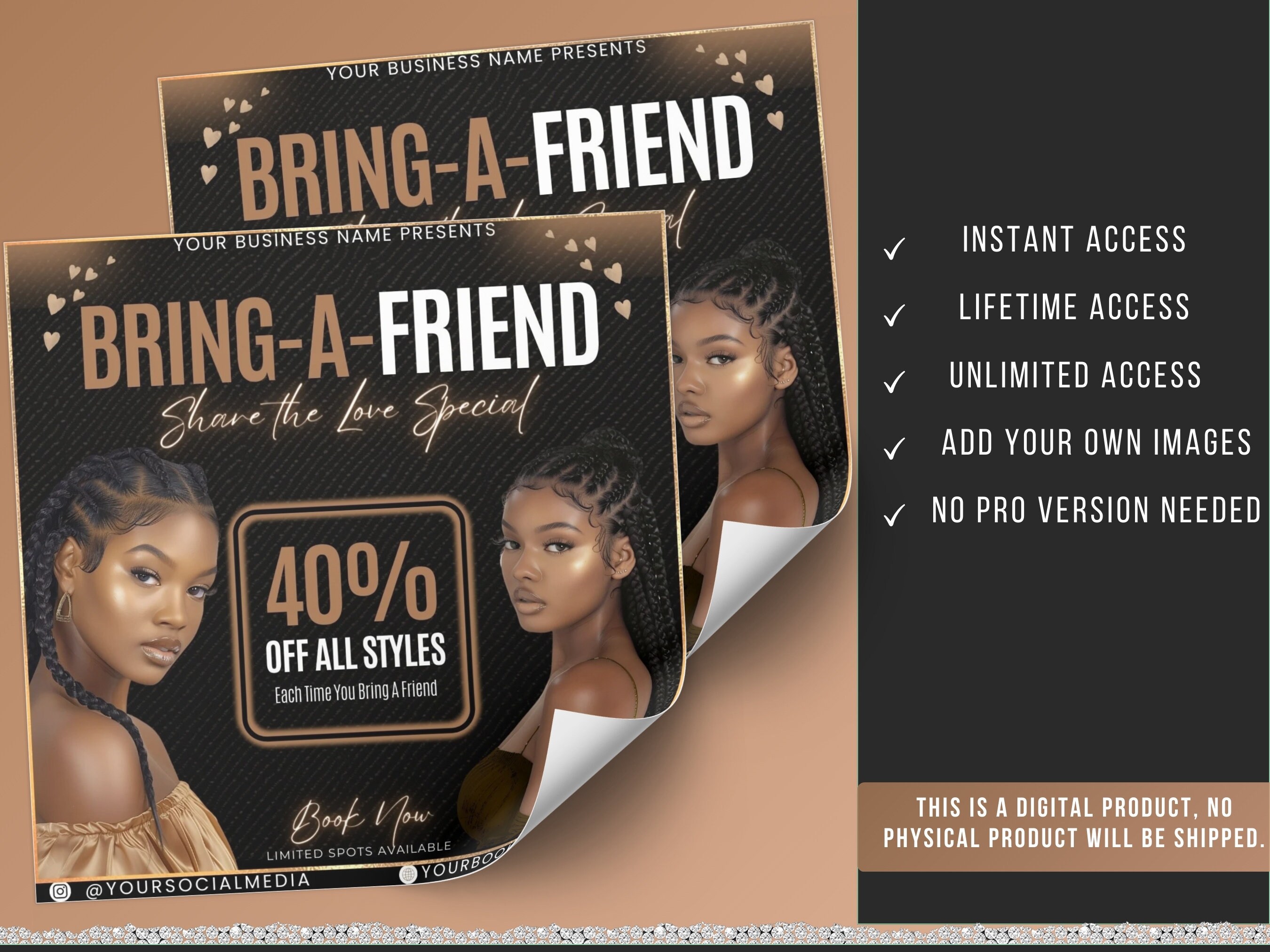 Bring A Friend Sale Flyer, Best Friend Deal, Book Now Braid Flyer ...