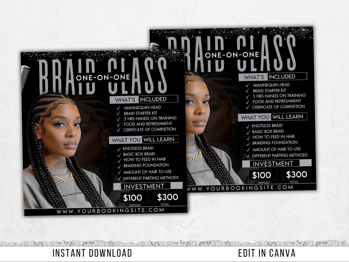 Editable Braid Class Flyer Template, Braid Training Course Flyer ...