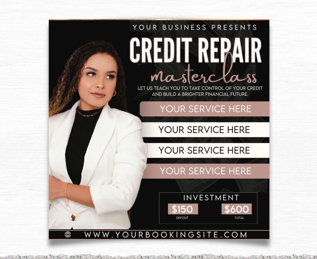 Editable Credit Repair Masterclass Flyer, Financial Service Marketing ...