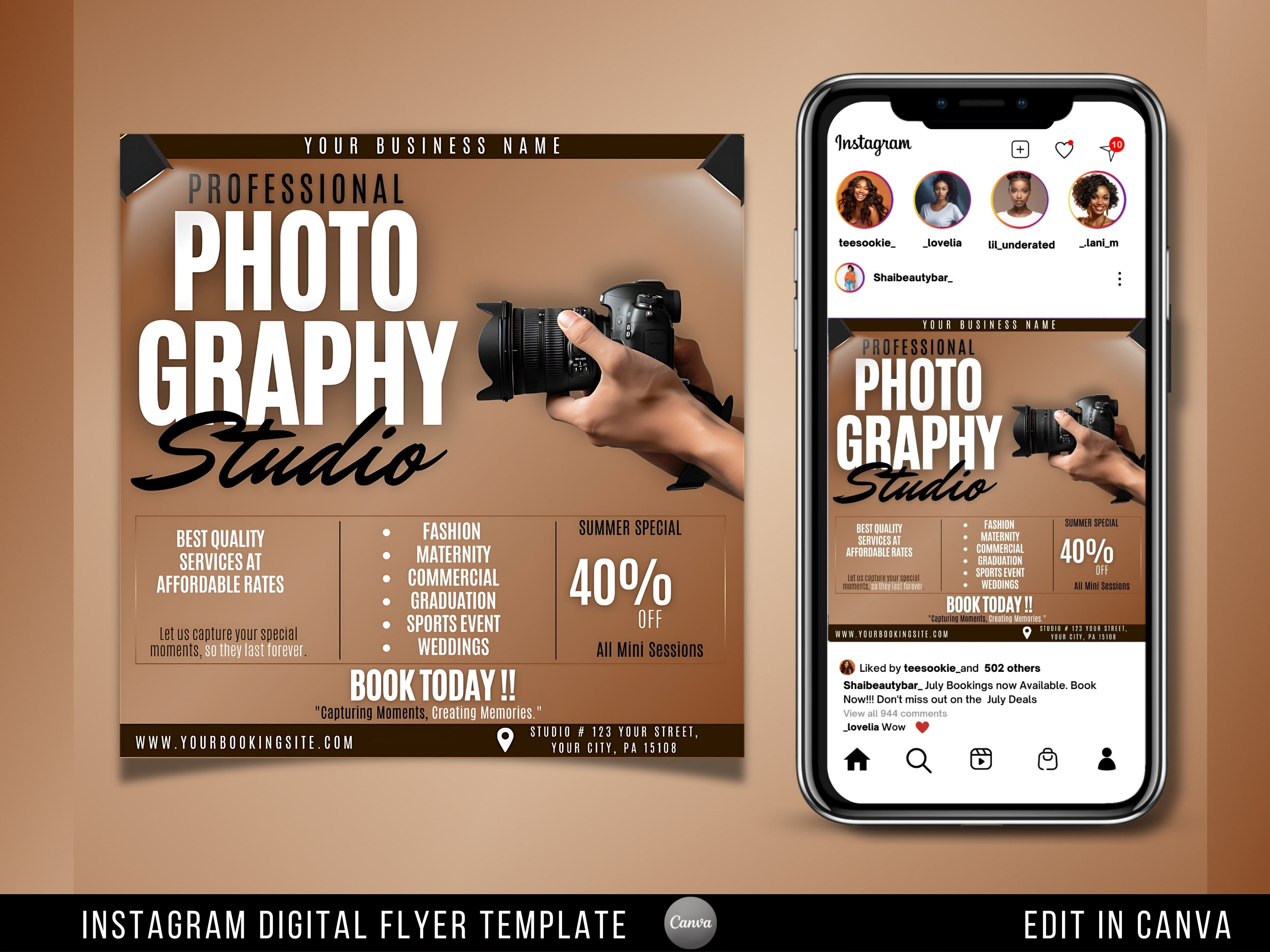 Photography Business Flyer Template, Photographer Flyers, Photoshoot ...