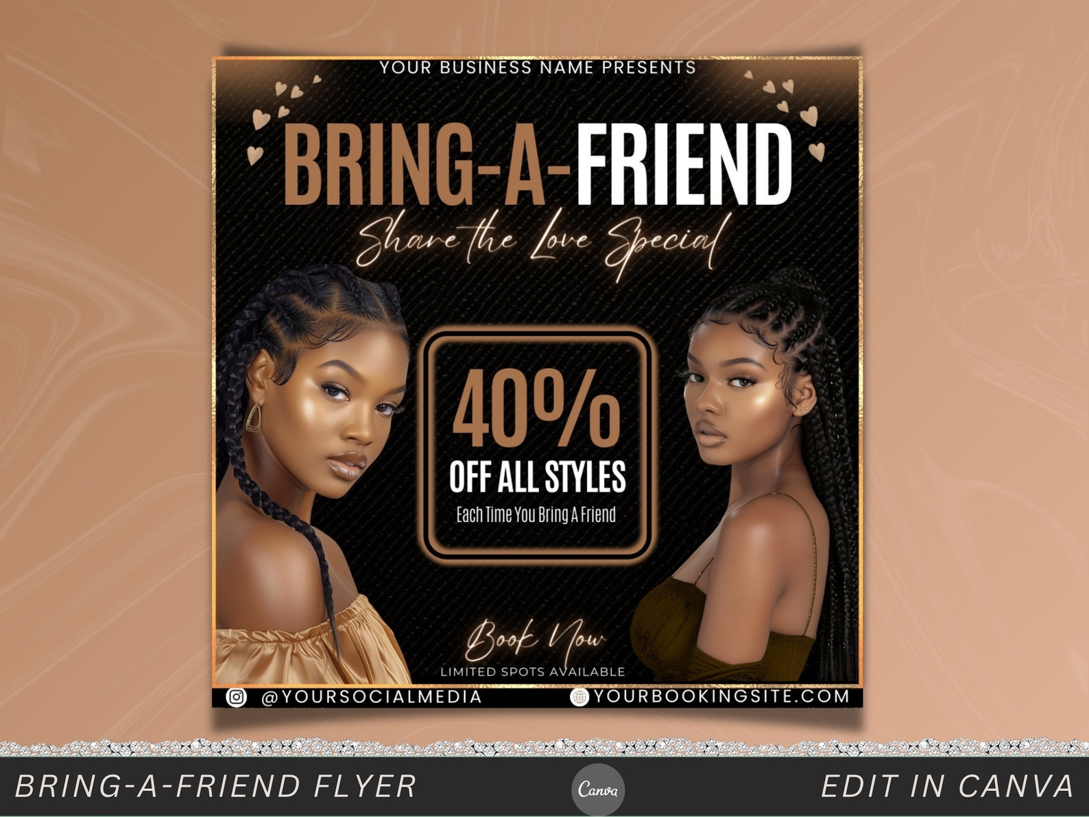 Bring A Friend Sale Flyer, Best Friend Deal, Book Now Braid Flyer ...