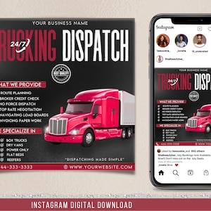 24/7 Truck Dispatching Flyer Template, Digital Trucking Dispatcher Flyer, Editable Canva ...