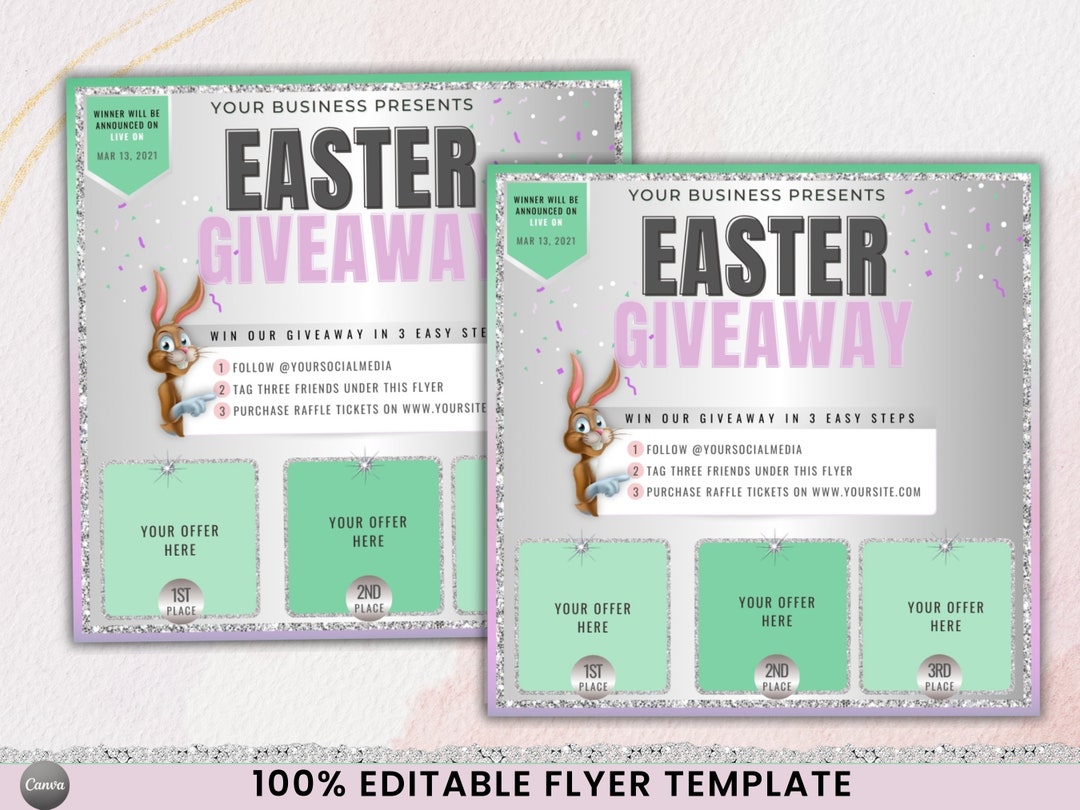 Easter Hair Salon Giveaway Flyer Template, DIY Editable Canva Design ...