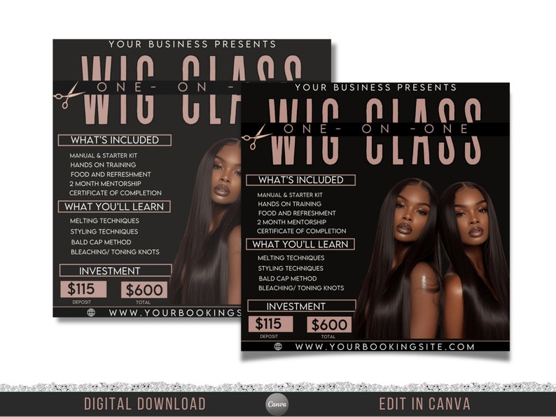 Editable Wig Class Flyer Template, Wig Training Course Flyer, Beauty ...
