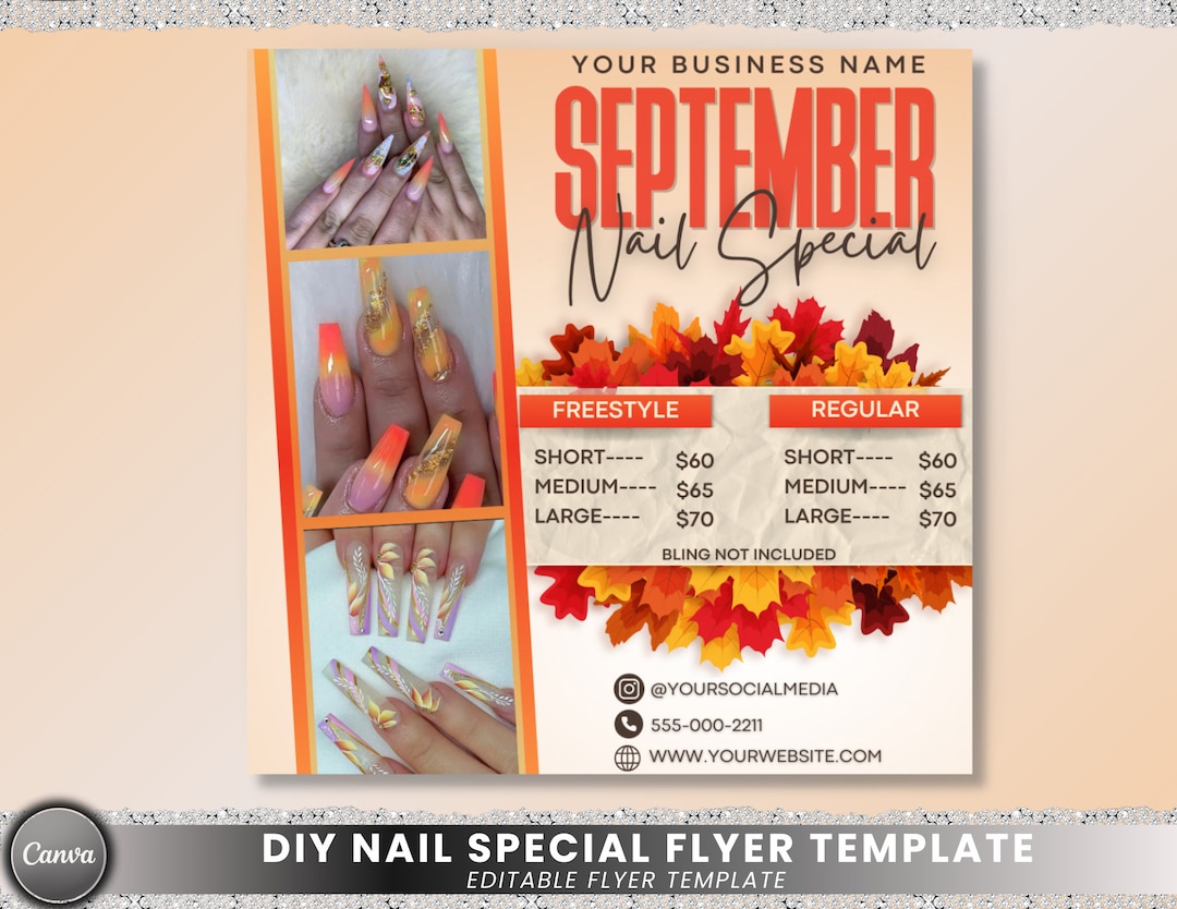 Fall Nail Special Canva Flyer Template, Fall Beauty Salon Marketing ...
