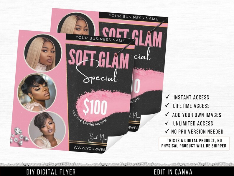 Makeup Special Flyer, Soft Glam Makeup Flyer, Beauty Salon Social Media ...