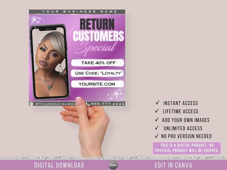 Return Customers Special Flyer Template, Editable Makeup Client ...