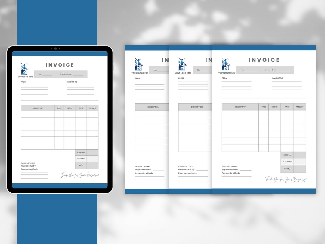 Invoice Template for Small Business, Printable Receipt, DIY Editable ...