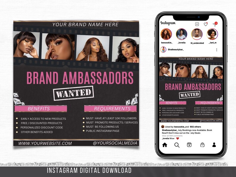 Brand Ambassador Flyer Template, Ambassadors Wanted, Premade Canva ...