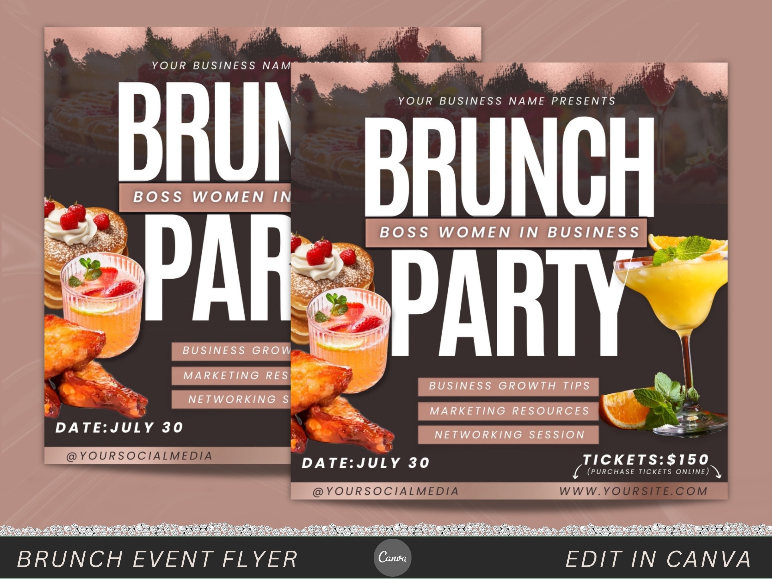 Brunch Flyer Template, Sunday Brunch Flyer, DIY Brunch Invitation ...