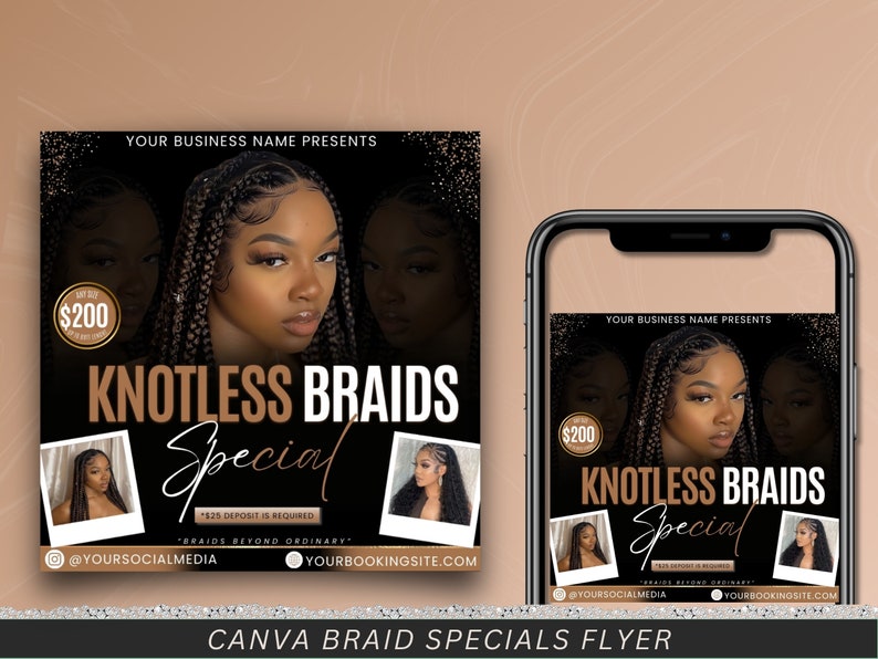 Braids Flyer, Knotless Braid Sale Flyer, Braids Special Booking Flyer ...
