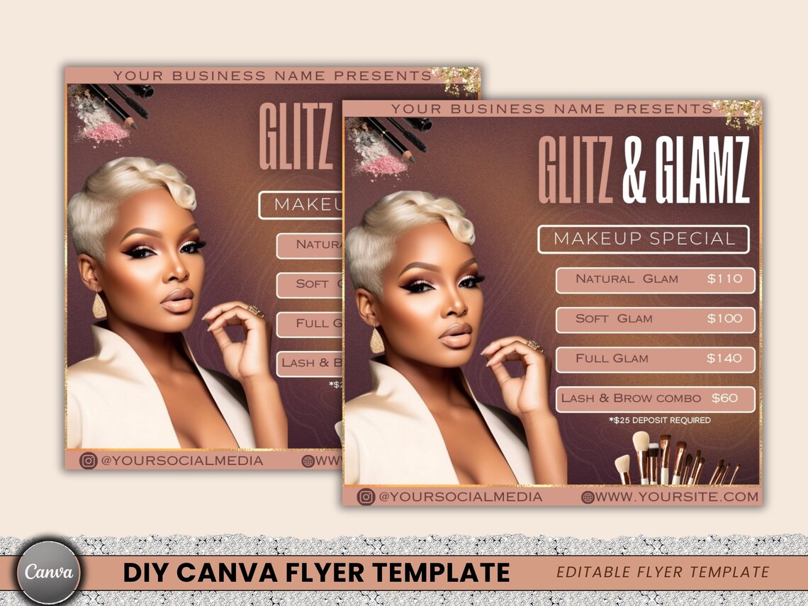 Makeup Special Flyer Template, Editable Makeup Lash Hair Appointments ...