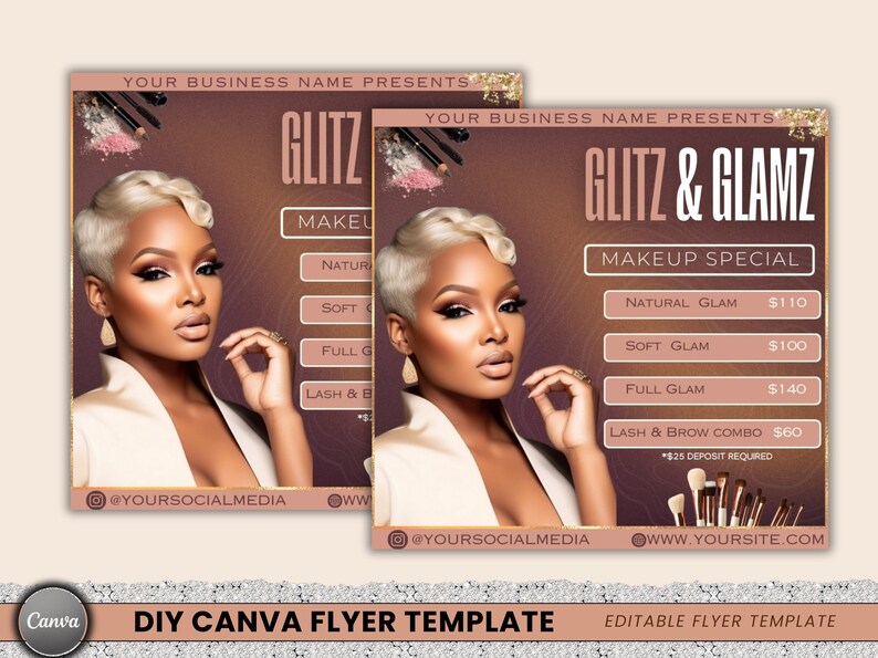 Makeup Special Flyer Template, Editable Makeup Lash Hair Appointments ...