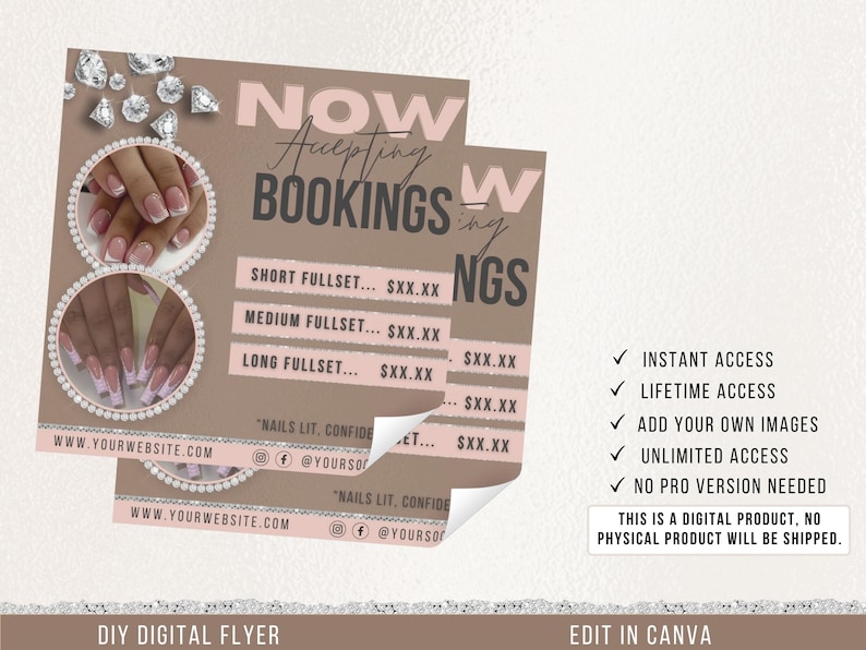 Nail Bookings Flyer Template, Bookings Flyer, Nail Technician Deals ...