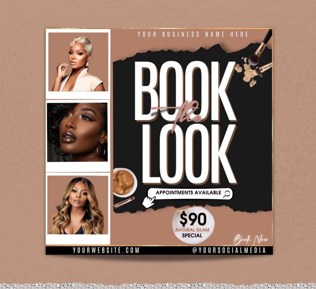 Makeup Special Flyer Template, Editable Makeup Lash Hair Appointments ...