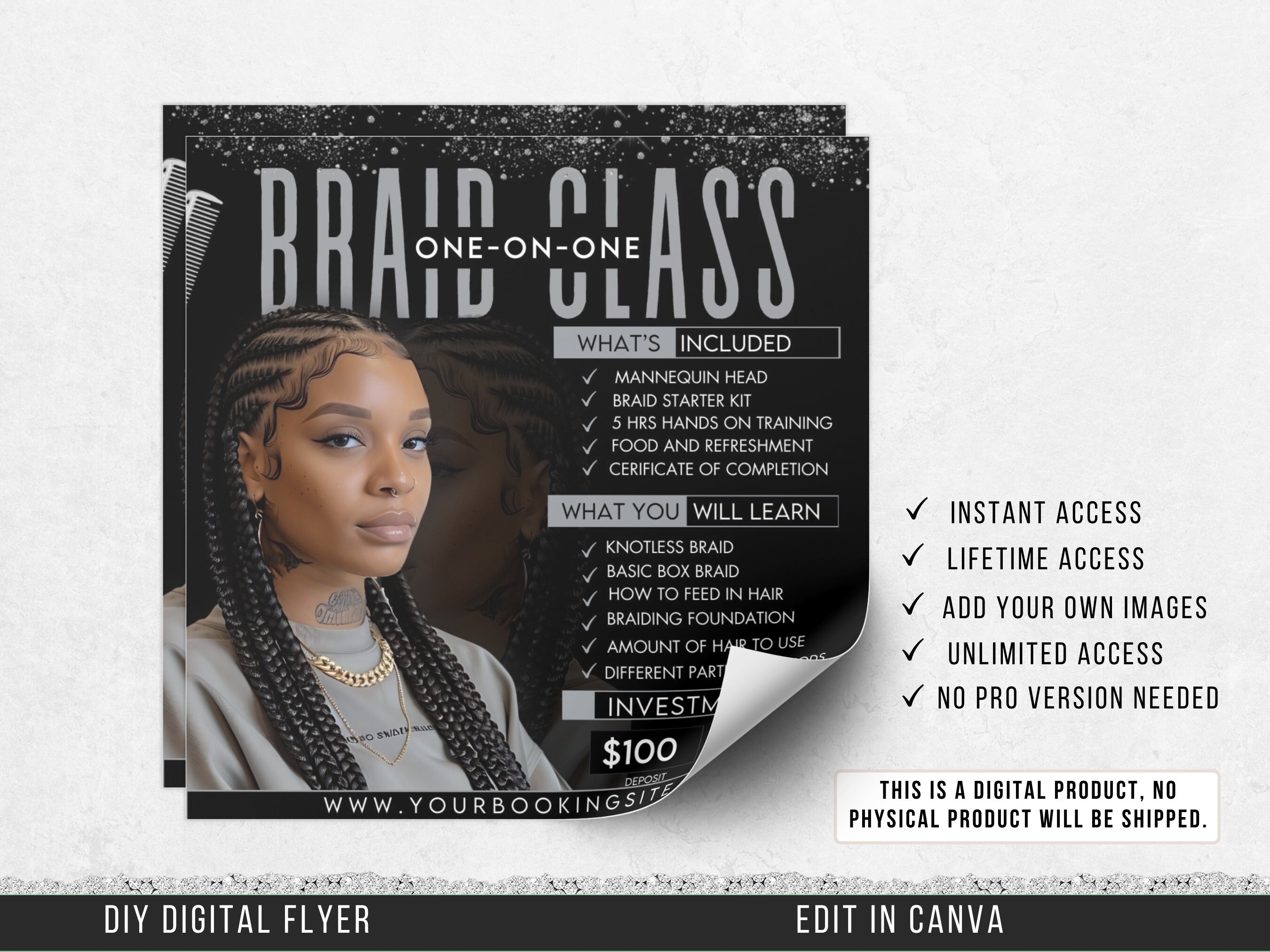 Editable Braid Class Flyer Template, Braid Training Course Flyer ...