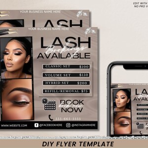 Lash Service Flyer Template, Canva Editable Lash Flyer, Appointment ...