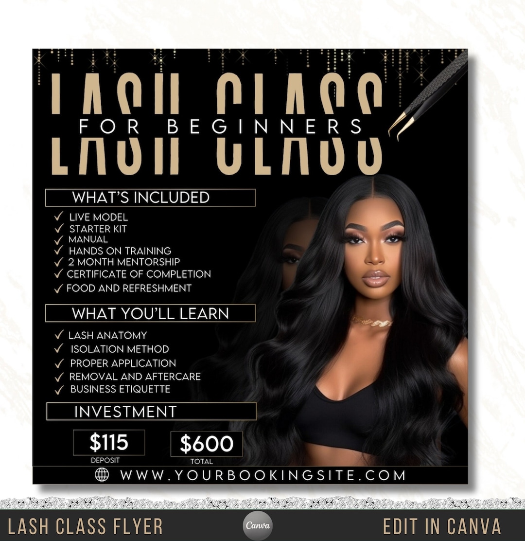 Editable Lash Class Flyer Template, Lash Training Course Flyer, Beauty ...
