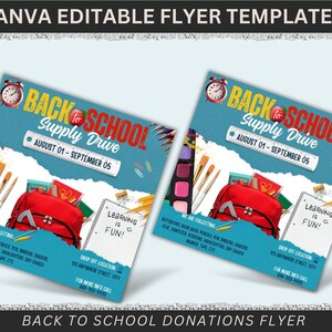 Back to School Supply Drive Flyer Template, Back to School Donations ...