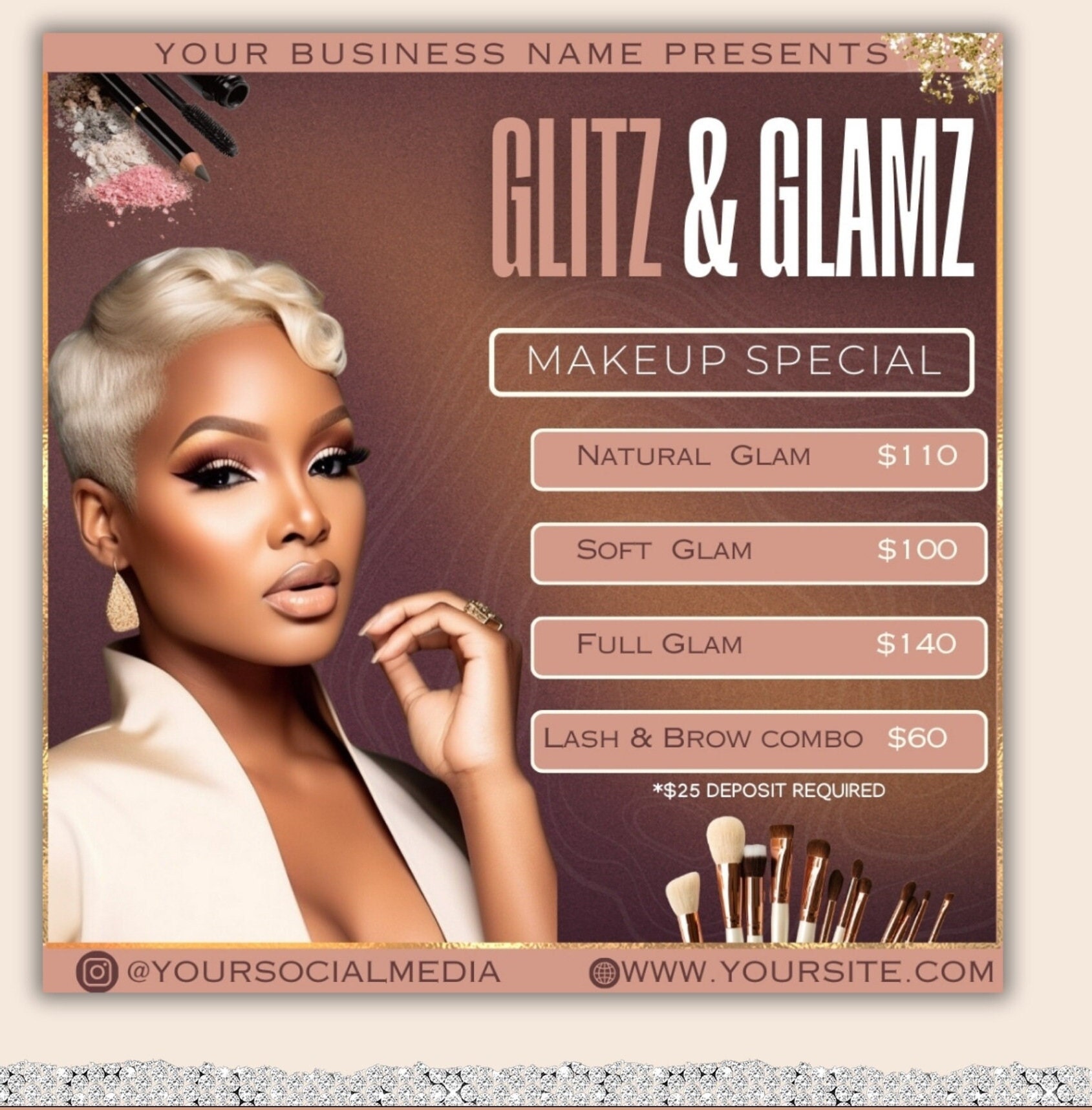 Makeup Special Flyer Template, Editable Makeup Lash Hair Appointments ...