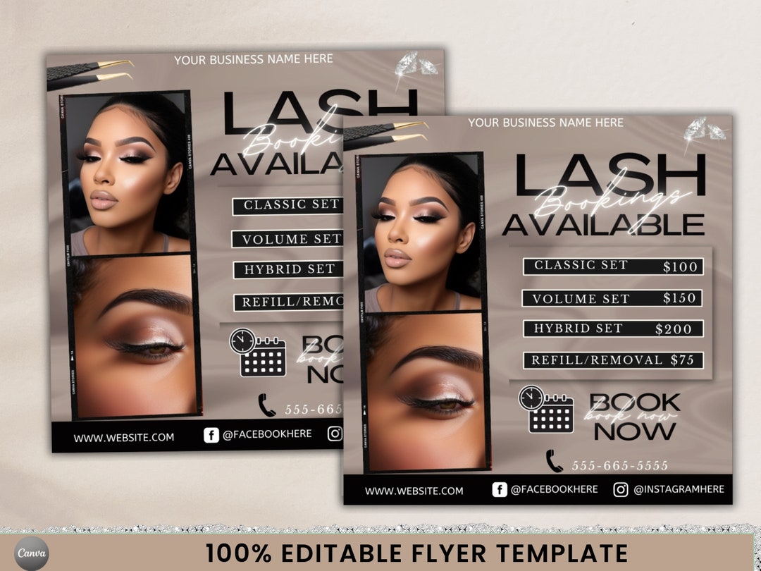 Lash Service Flyer Template, Canva Editable Lash Flyer, Appointment ...