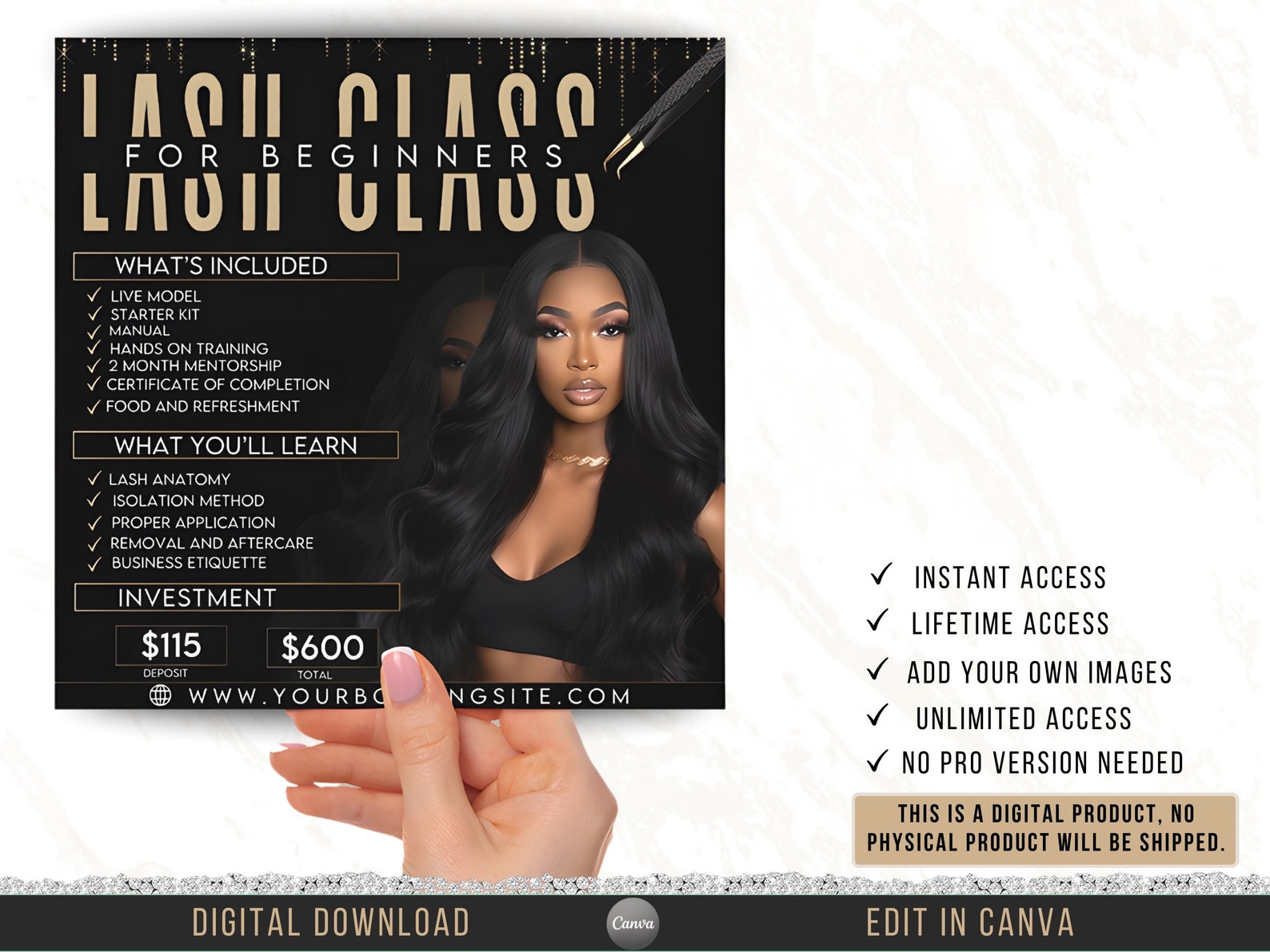 Editable Lash Class Flyer Template, Lash Training Course Flyer, Beauty ...