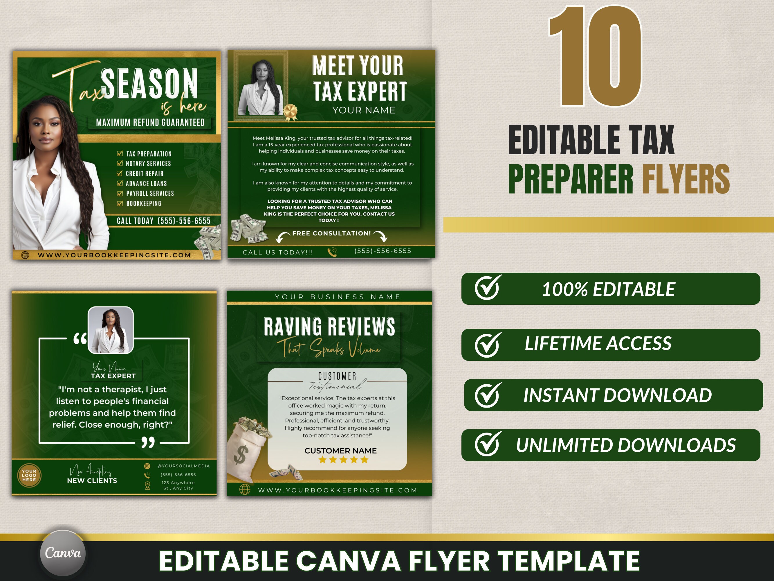 Tax Preparation Services Flyer, Tax Season Flyer, Taxes 2023, Green and ...