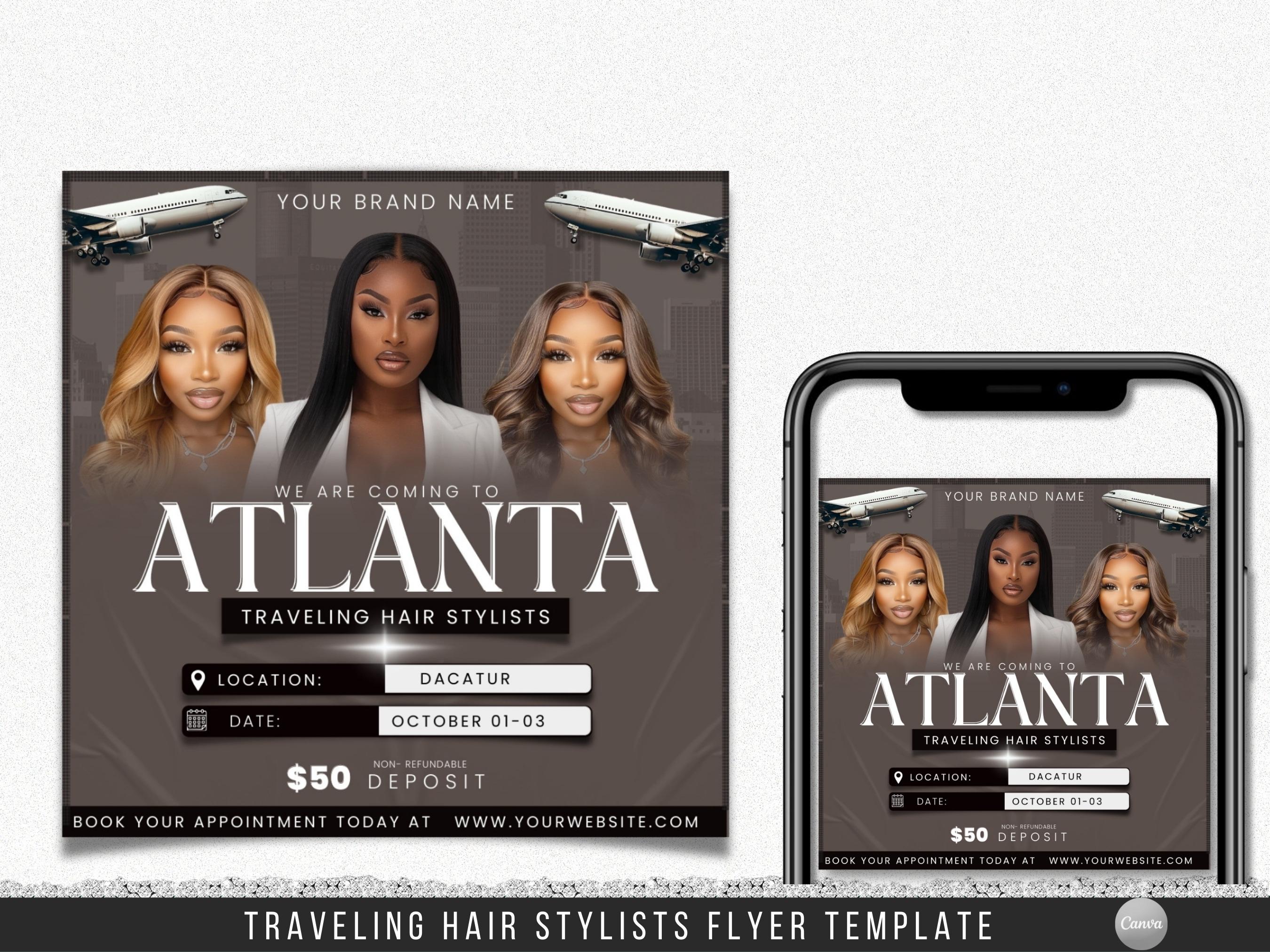 Traveling Hair Stylist Flyer Template, Traveling Beauty Stylists Flyer ...
