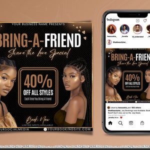 Bring A Friend Sale Flyer, Best Friend Deal, Book Now Braid Flyer ...